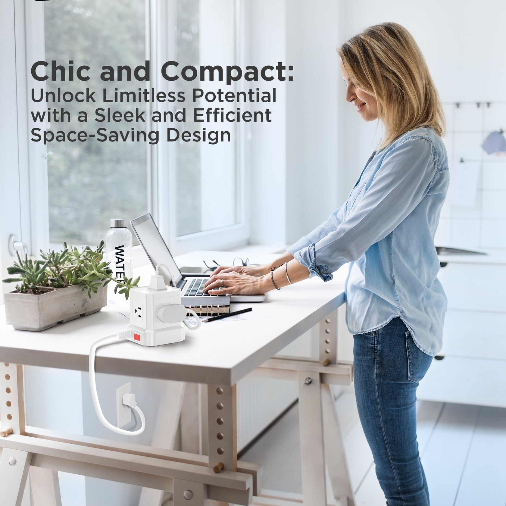 Cube Surge Protector Power Strip with USB Ports 10 ft extension cord ...