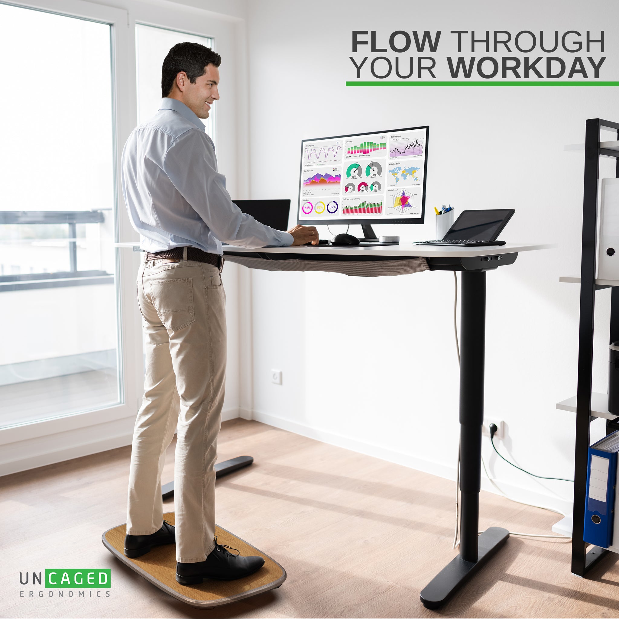BASE+ Standing Desk Balance Board: aluminum bamboo office wobble board ...