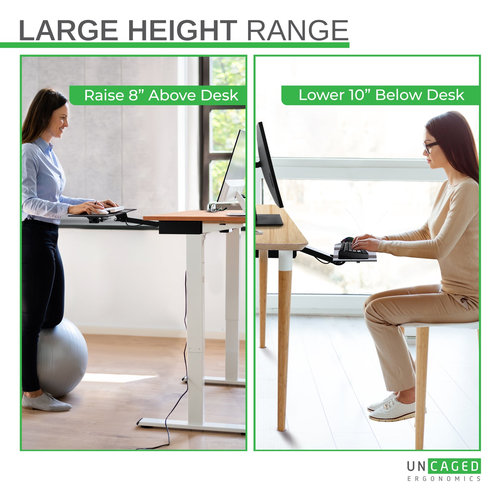 KT2 Ergonomic Sit Stand Under-Desk Computer Keyboard Tray for Standing ...