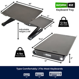 Adjustable Computer Keyboard Stand Raise Keyboards to Standing Height ...